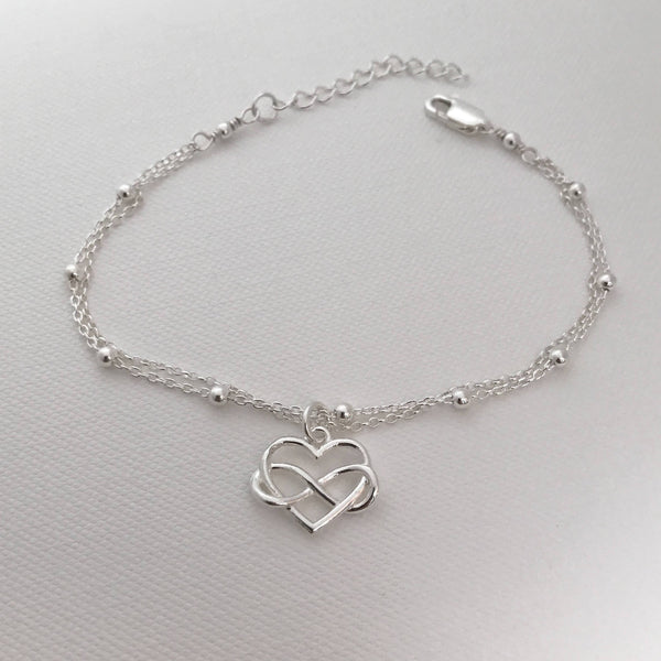 Infinity Love Bracelet, Sterling Silver Infinity Heart Bracelet, Endle ...