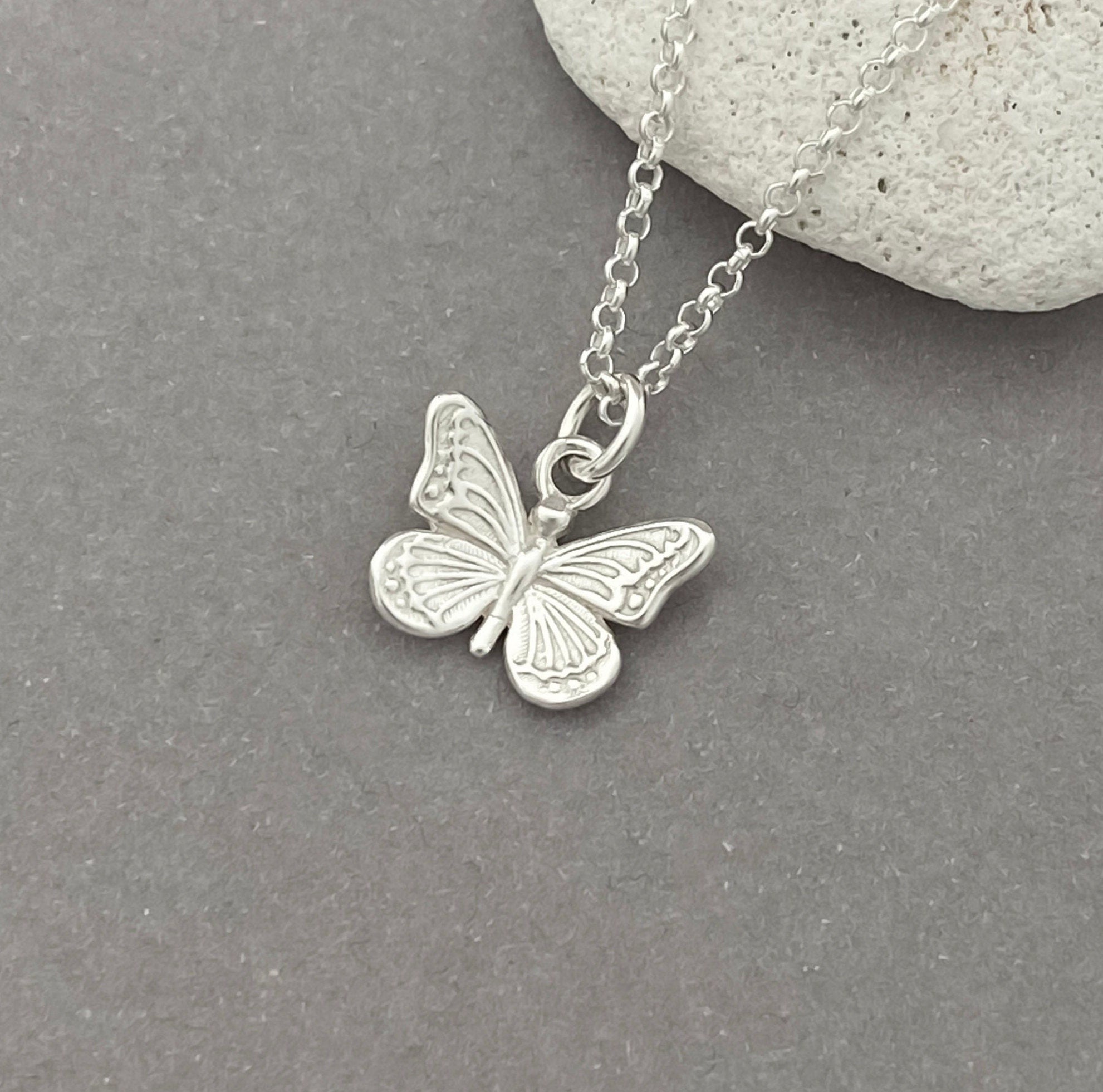 Small butterfly necklace silver store